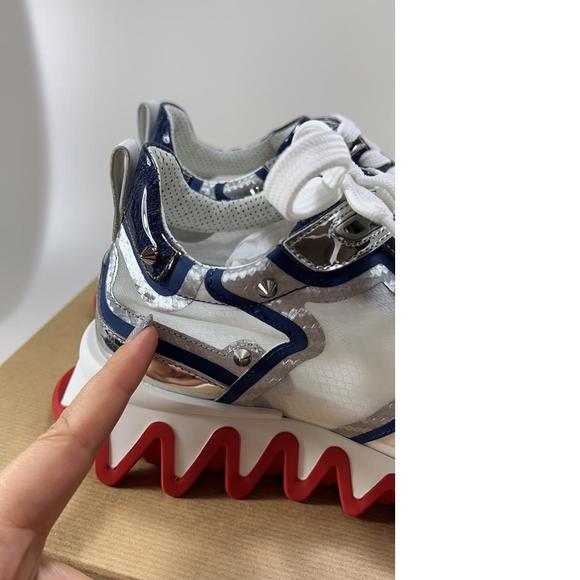 Christian Louboutin | Shoes | Womens Blue Metallic Mesh Zigzag Sole ...